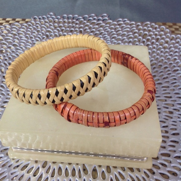 Vintage | Jewelry | 7s Rattan Bangle Bracelets | Poshmark